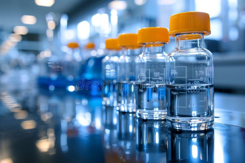 Glass Vials in a Lab Setting Stock Illustration - Illustration of ...