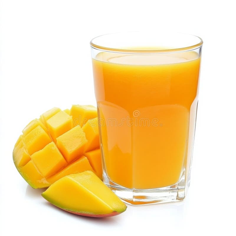 A Glass of Vibrant Mango Smoothie, Isolated on a White Background ... A Glass of Vibrant Mango Smoothie, Isolated on a White Background ...