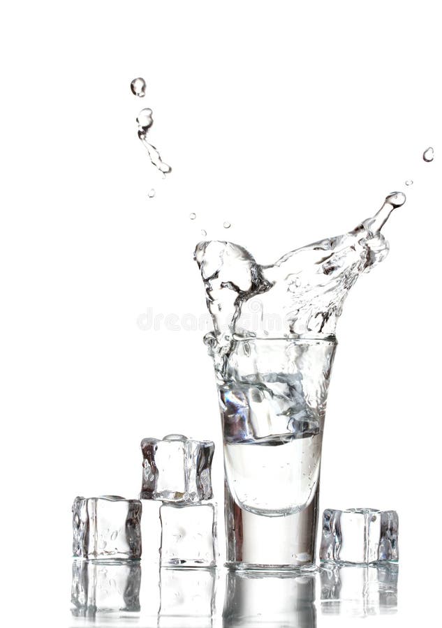 Glass vodka and ice stock image. Image of crystal, alcoholic - 23860847