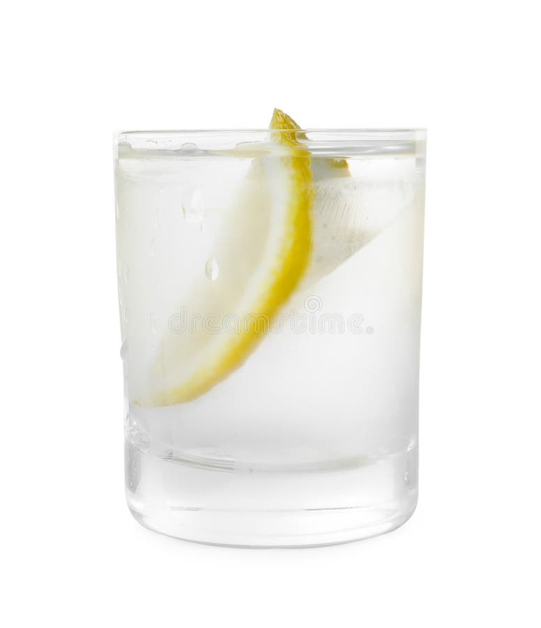 Glass of Vodka with Lemon Isolated on White Stock Image - Image of ...