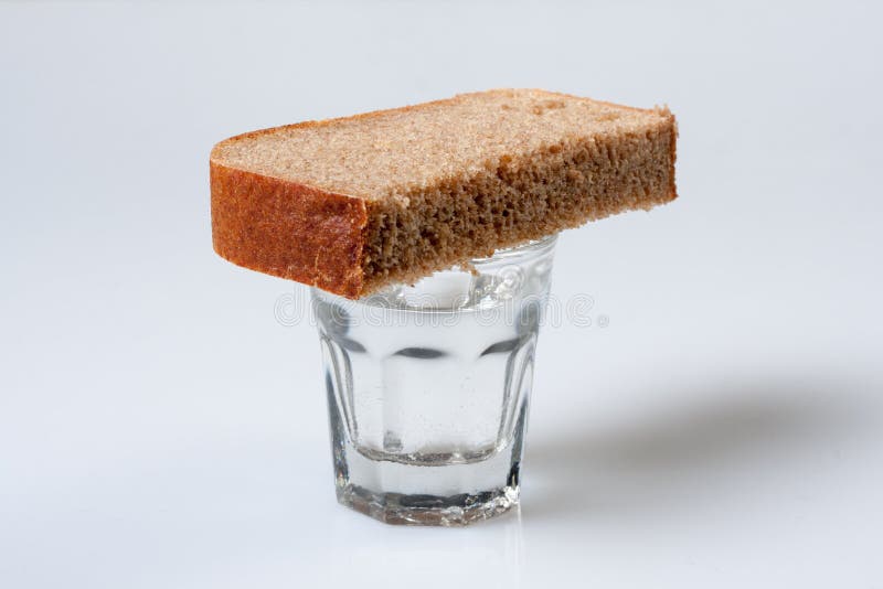 Glass of Vodka and a Piece of Bread Stock Image - Image of grain, wheat ...