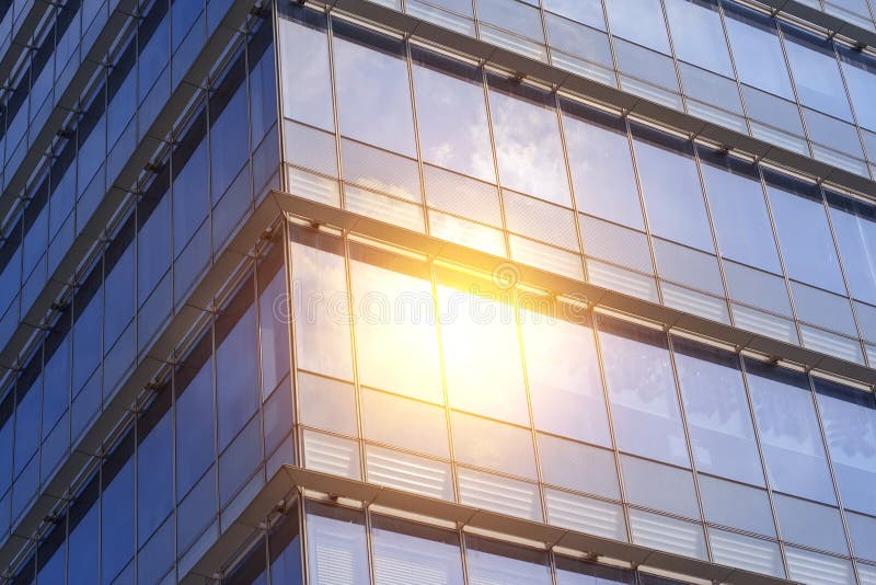 The Glass Wall Reflect the Sun and Cloud Stock Photo - Image of ...