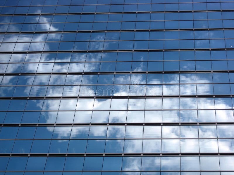 Glass Wall with the Reflection of Sky Stock Image - Image of corporate ...