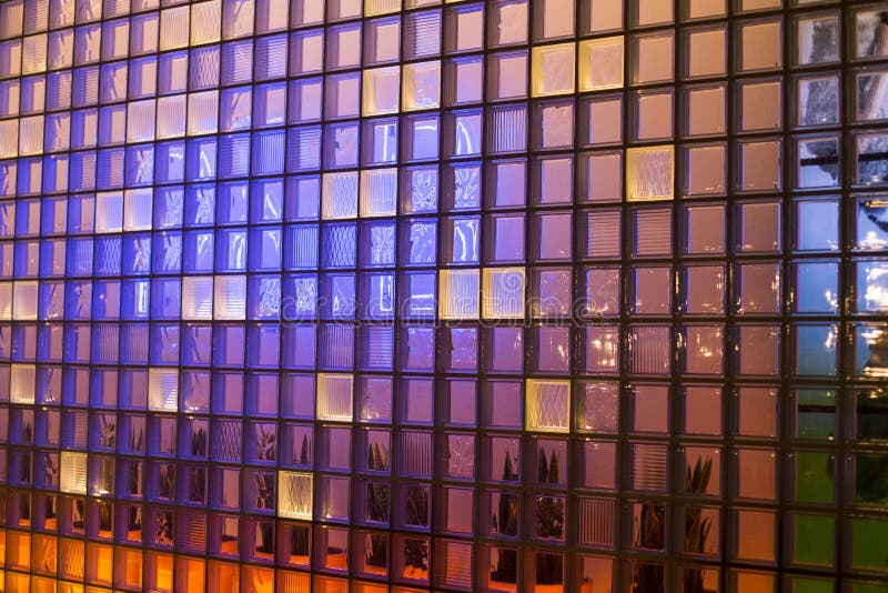 Illuminated Glass Wall from a Office Building Stock Photo - Image of ...