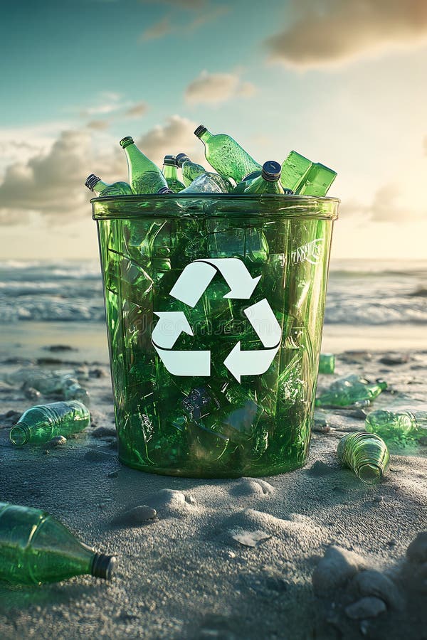 Glass Waste Container, Bottles, Sustainable Development, Sea Stock ...