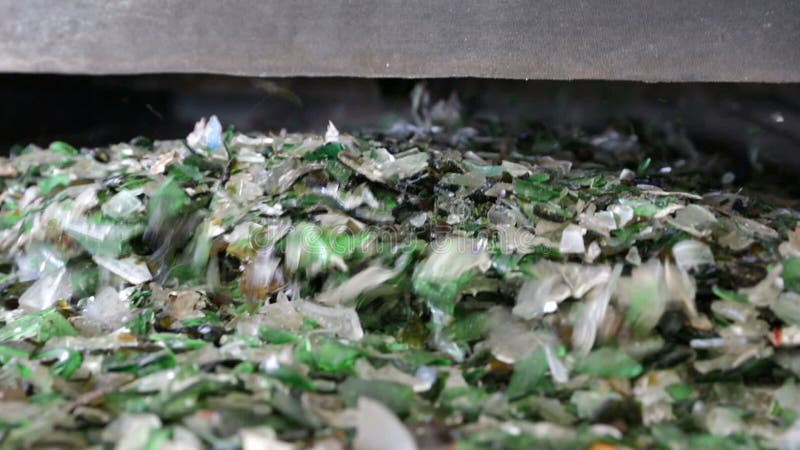 Glass Waste in Recycling Facility. Glass Particles in a Machine Stock ...