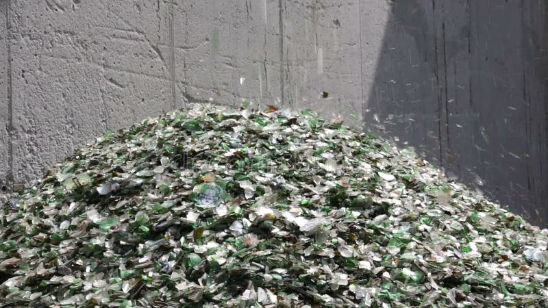Glass Waste in Recycling Facility. Glass Particles on Line Stock ...