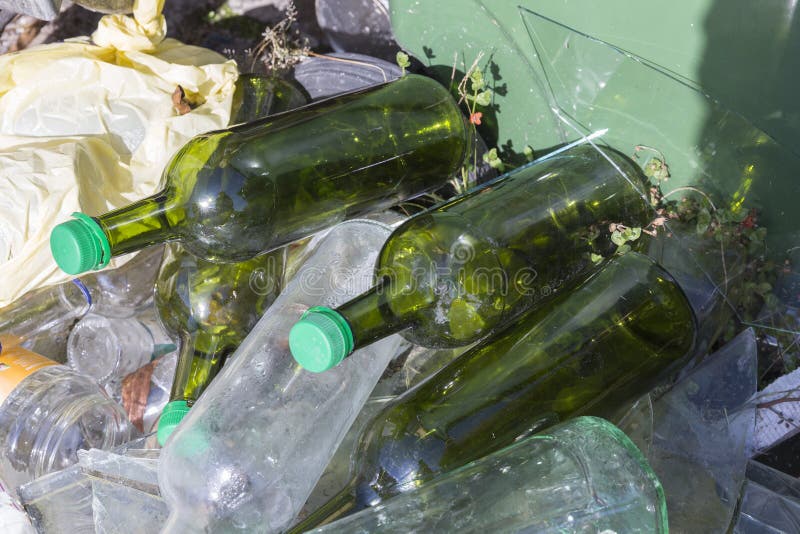 Glass waste in the trash stock image. Image of trash - 199260489