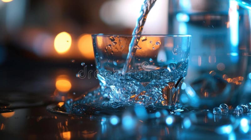 A Glass of Water Being Poured into a Cup with Bubbles, AI Stock Image ...