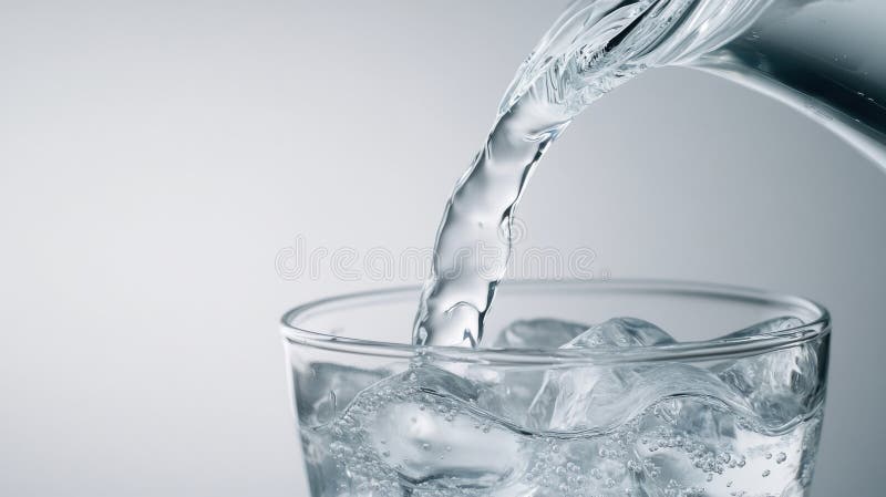 A Glass of Water Being Poured into a Cup with Ice, AI Stock Photo ...