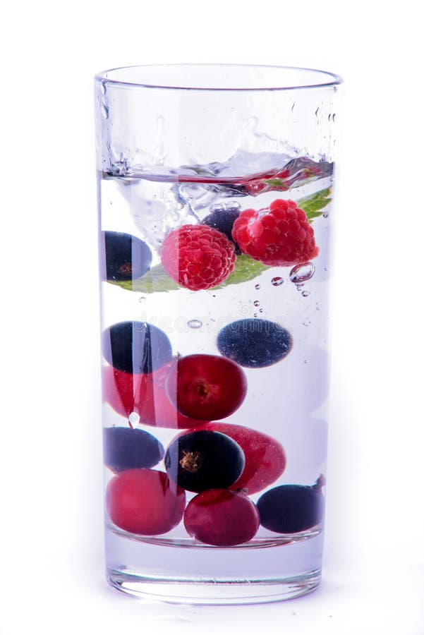 Glass of water with berry stock image. Image of drop - 32519927