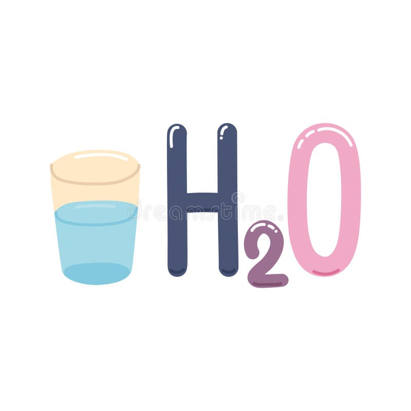 Glass of Water Chemical Formula H2O. Stock Vector - Illustration of ...