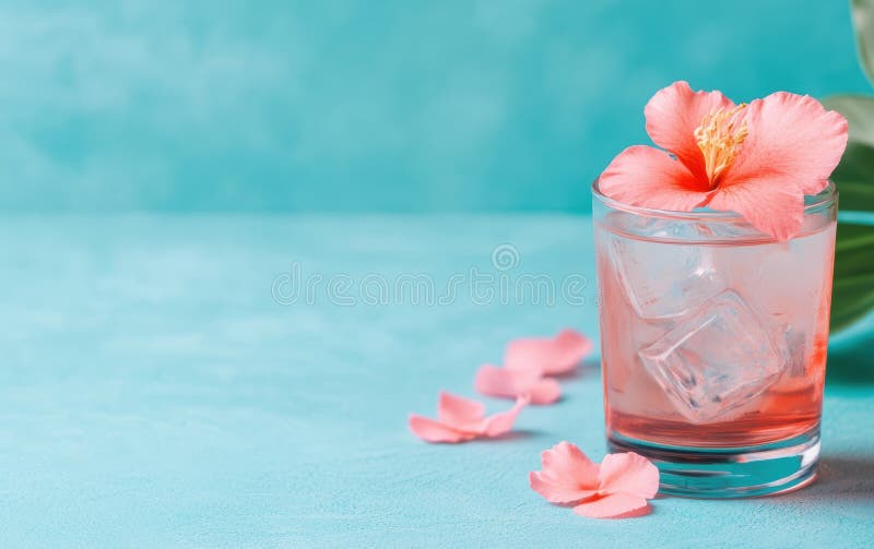 A Glass of Water Holds a Single Flower, Creating a Tranquil and ...
