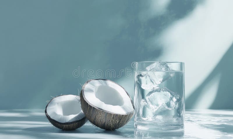 Glass Water Ice Cubes Half Cut Coconut Table Stock Photos - Free ...