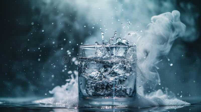 Glass of Water with Ice Cubes and Mist Stock Photo - Image of generated, chilled: 324742588