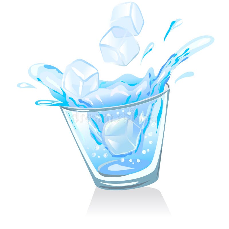 Glass With Water And Ice Cubes Stock Vector Illustration Of Isolated