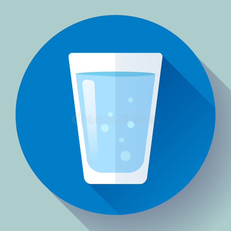 Glass of Water Icon Flat Design Stock Vector - Illustration of natural ...