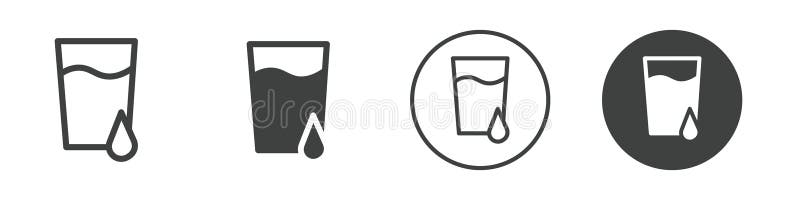 Glass of Water Icon Vector Logo Outline Stock Vector - Illustration of ...