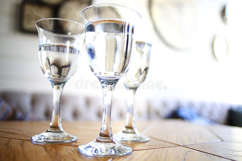 Glass of Water in the Interior of Restaurant Stock Image - Image of ...