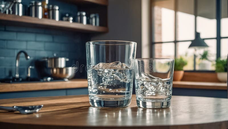 A Glass Water in the Kitchen Stock Illustration - Illustration of ...