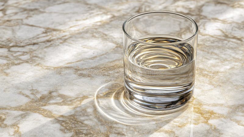Glass of Water on Marble Surface in Sunlight Stock Illustration ...