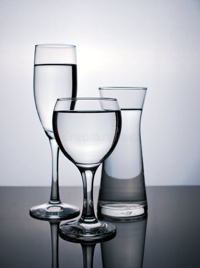 Glass of Water Wine Shape Isolated in Black and White Background Stock ...