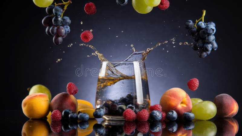 Glass of Water with a Splash of Fruit Juice Stock Illustration ...