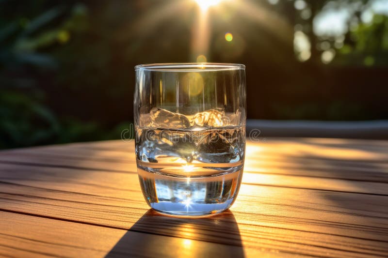A Glass of Water in the Sun with Caustic Light Effects Created with ...