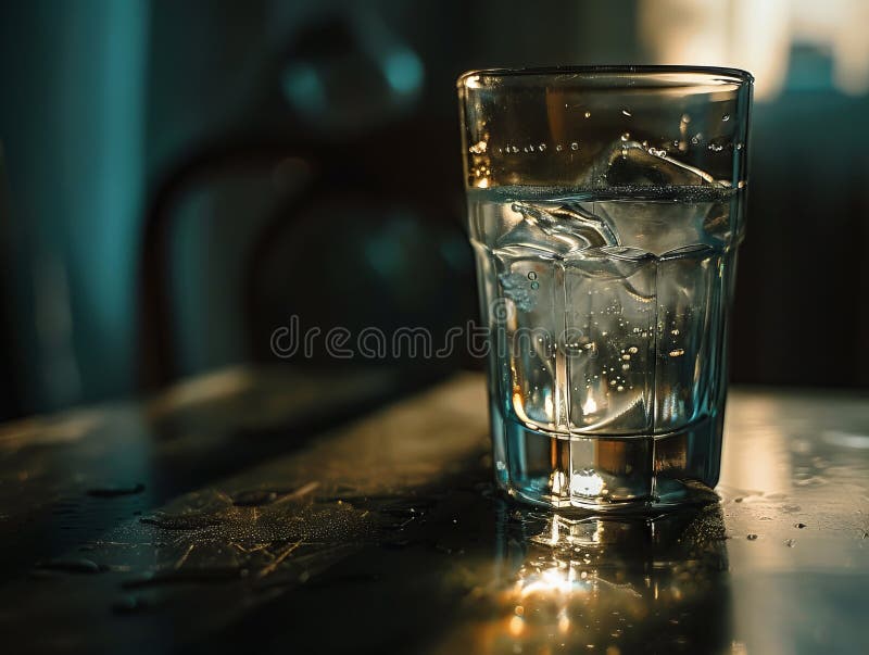 A Glass of Water on a Table Stock Image - Image of liquid, material ...