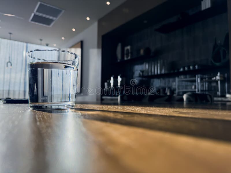 A Glass of Water on the Table. Stock Photo - Image of refreshment, room ...