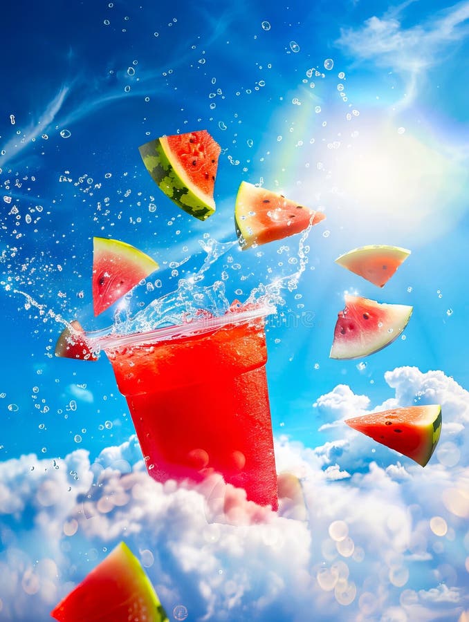 A Glass of Watermelon Juice with Water Splashing Out of it Stock Image ...