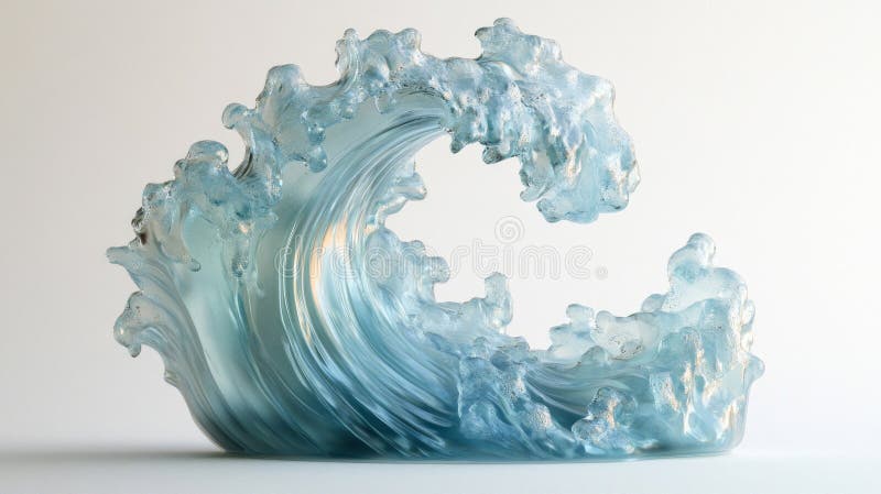 Glass Wave Sculpture: Blue Transparent Art Stock Illustration ...