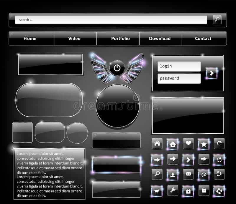 Glass Web Elements, Vector Illustration Stock Illustration - Illustration of permission, alert ...