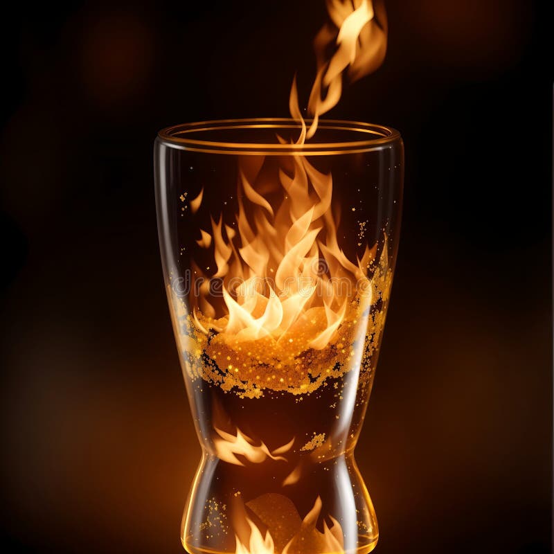 A Glass in Which Liquid is Burning Generative AI Stock Illustration ...