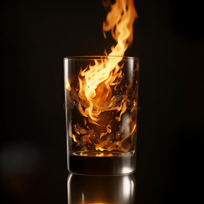 A Glass in Which Liquid is Burning Generative AI Stock Illustration ...