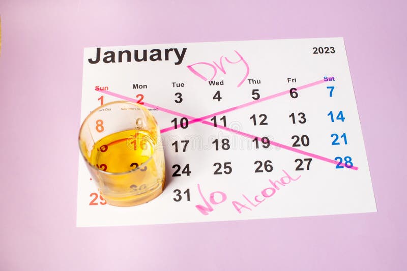A Glass of Whiskey is on the Calendar with January, Challenge Stock ...