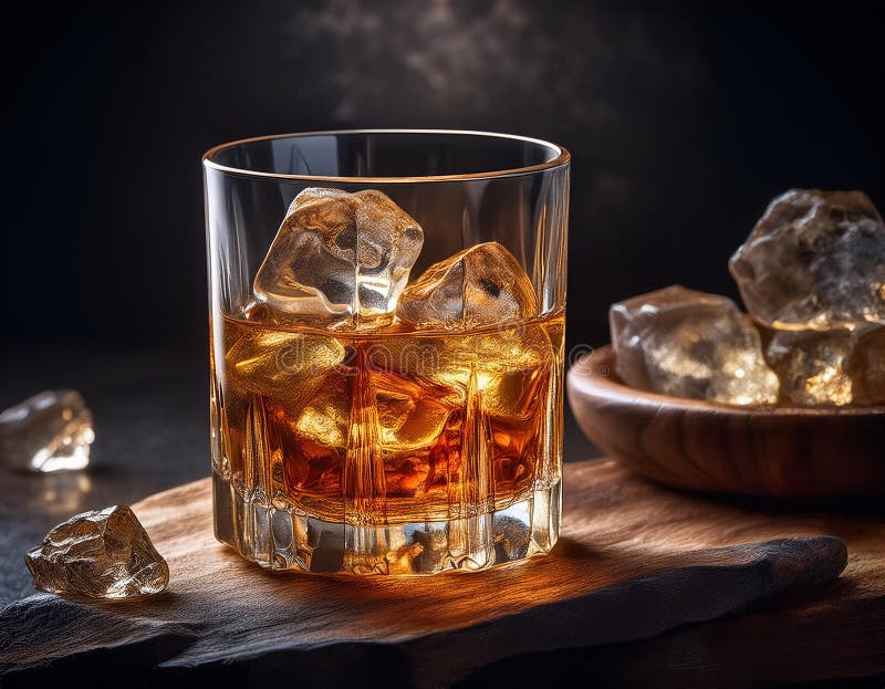 A Glass of Whiskey on the Rocks Stock Illustration - Illustration of ...