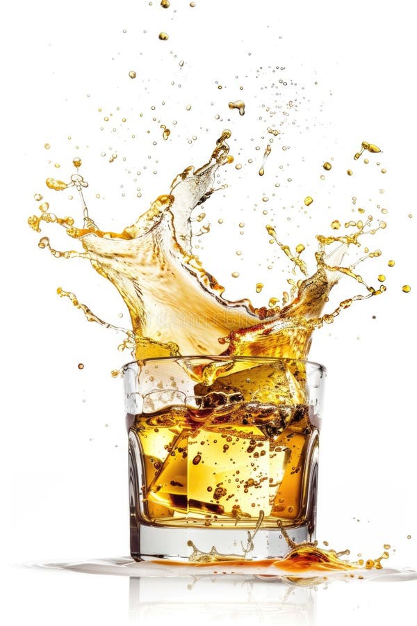 A Glass of Whiskey with a Splash of Liquid. Ideal for Bar or Restaurant ...