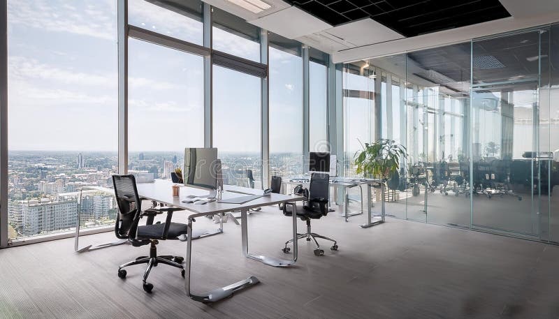 Glass and White Open Space Office Corner Stock Illustration ...