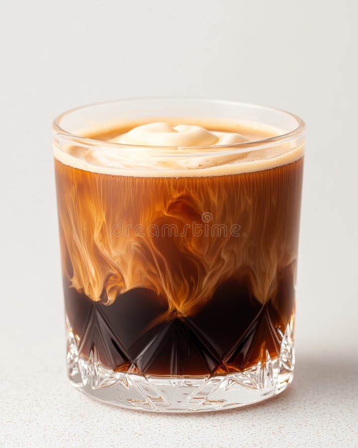 A Glass of White Russian Cocktail with Cream. Stock Illustration ...