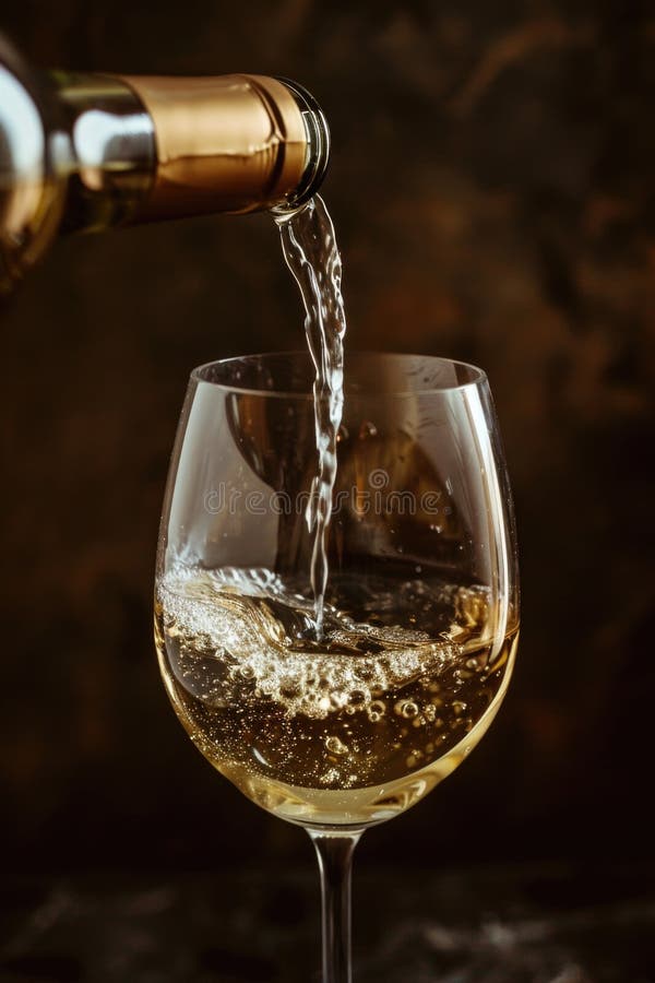A Glass of White Wine is Being Poured into a Wine Glass Stock Photo ...