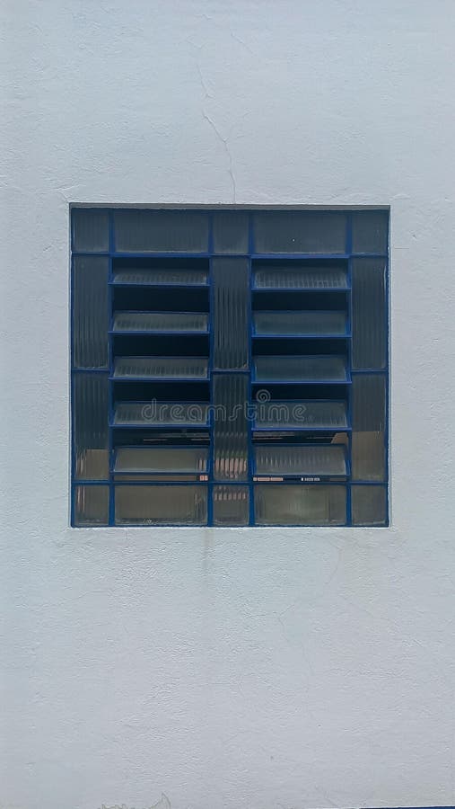 Glass Window with Blue Ventilation Stock Photo - Image of louvered ...