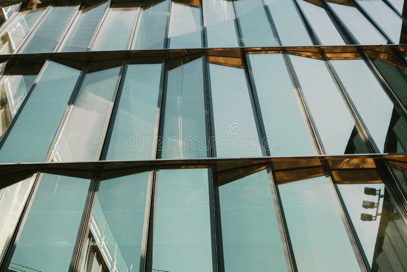 Glass Window of a Building with Black Aluminum Frames, Blue Tone As ...