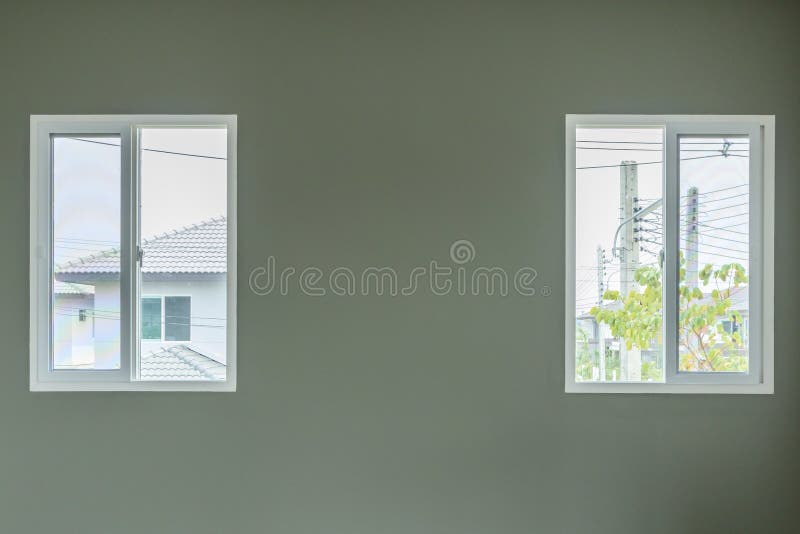 Glass Window Frame House Interior on White Wall Stock Photo - Image of ...