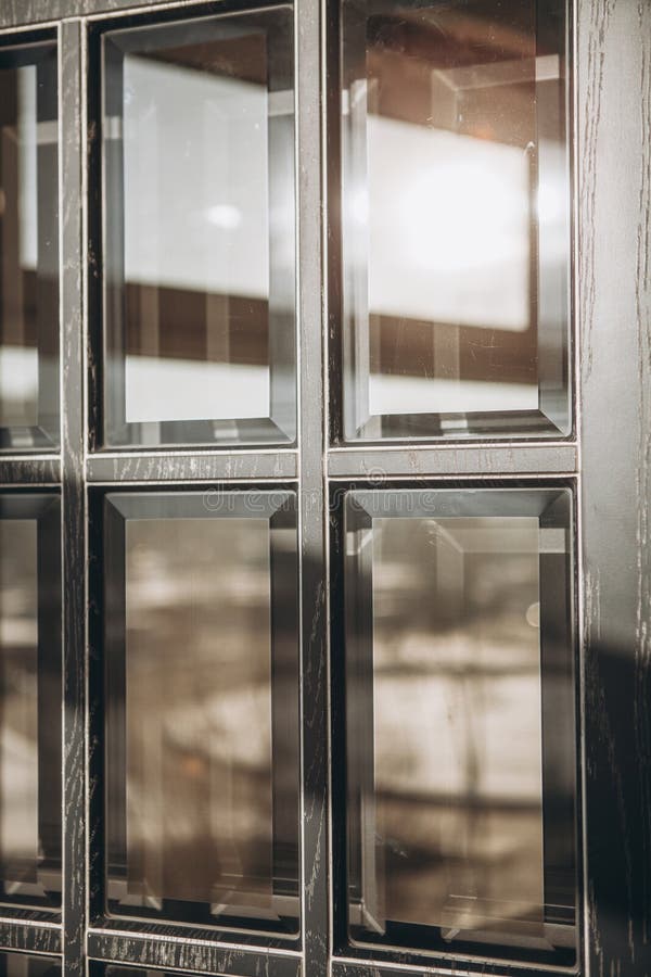 Glass Window of the Front Door with Sun Glare on the Glass Stock Photo ...