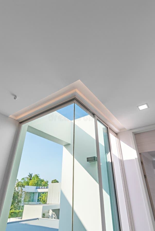 Glass Window in Modern House Stock Image - Image of horizontal ...