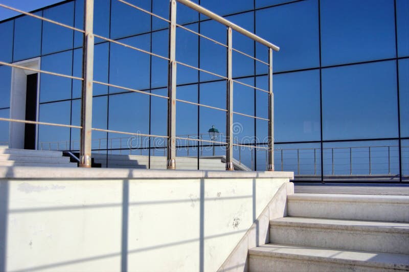 Glass Window Reflex Shadows Stairs Railing Stock Image - Image of ...