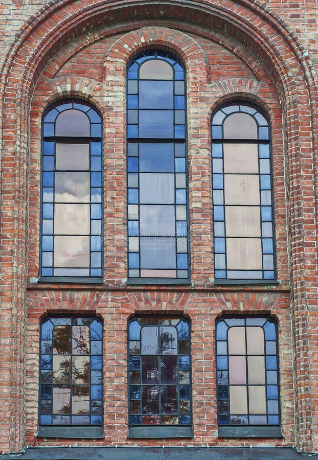 Glass Window with Stained-glass Windows on the Church Building Stock ...