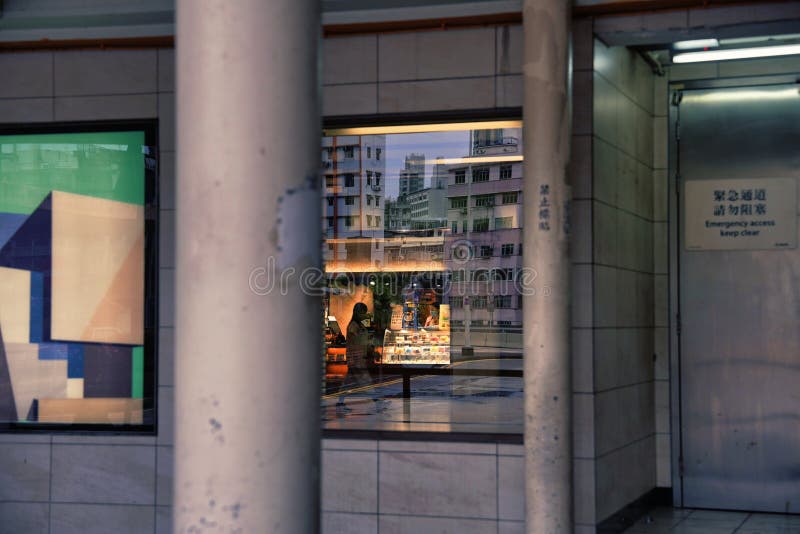 Glass Window of a Store in Hong Kong Stock Photo - Image of kong, lines ...