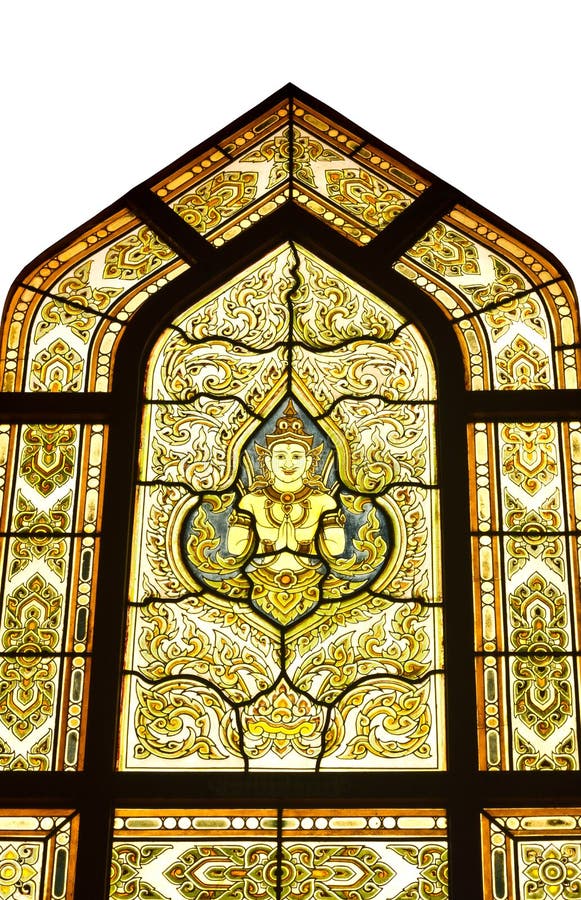 Glass Window in Temple Thailand Stock Photo - Image of oriental ...